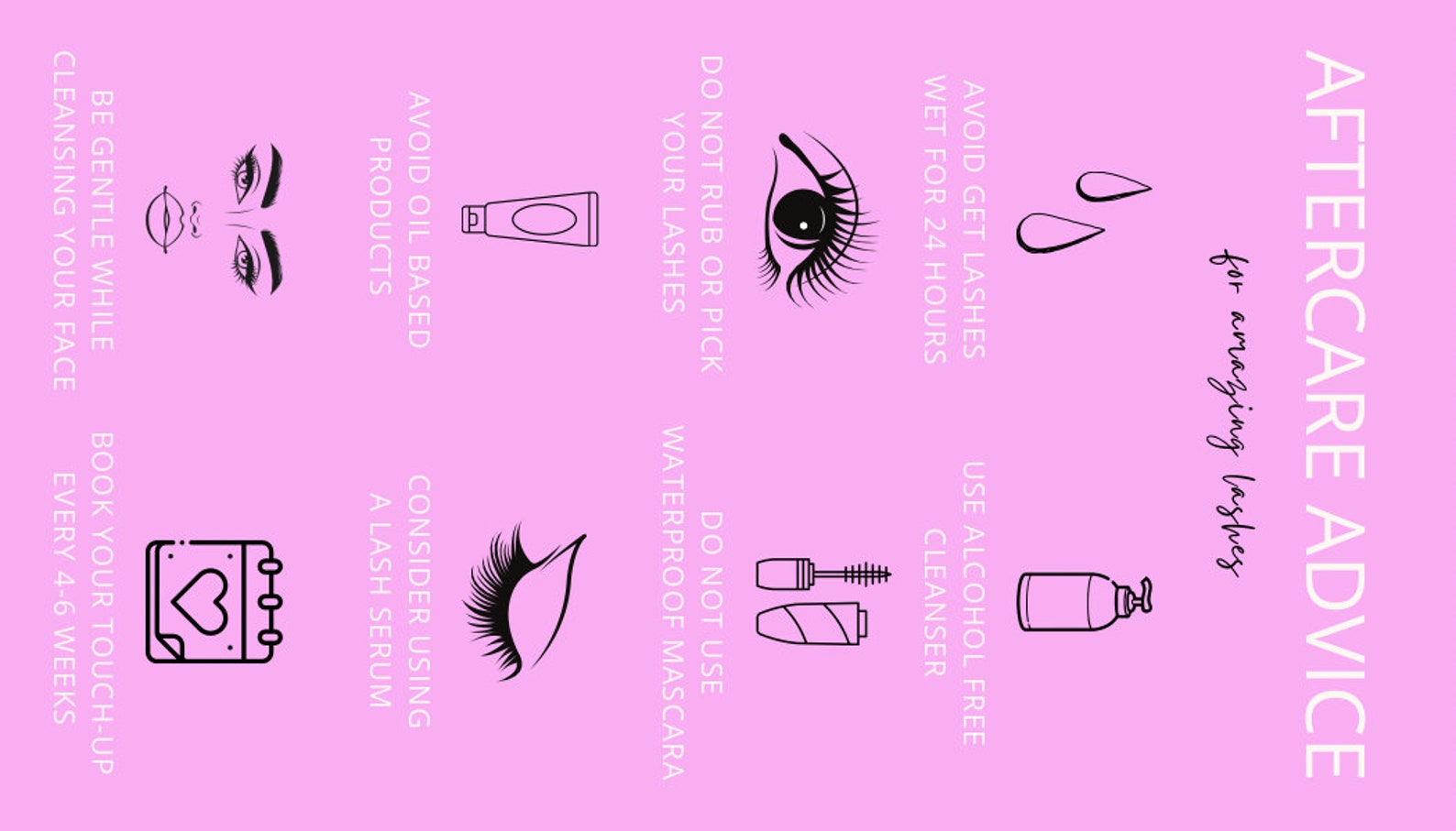 Lash Tint Aftercare Card Template Lash Tint Care Tips Lash Tint Guide ...