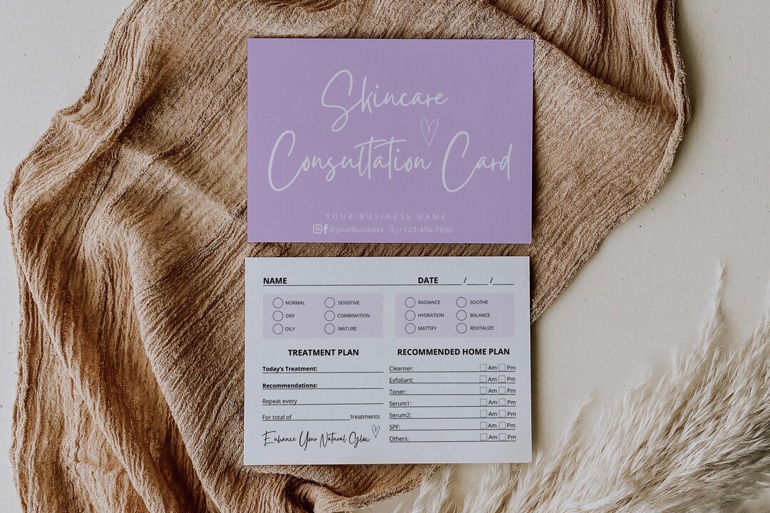 Facial Treatment Card Template Esthetician Care Instructions Facial ...
