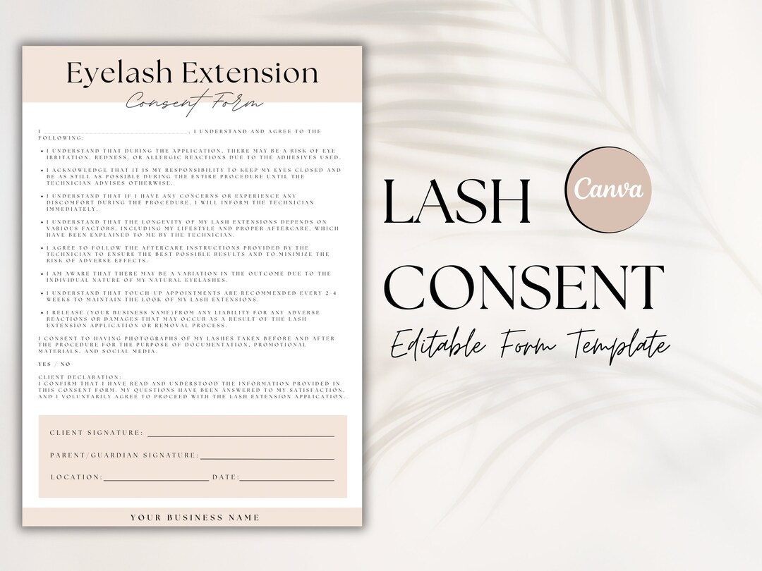 Lash Extension Consent Form Template: Editable Salon Form (canva) - Etsy