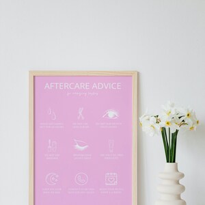 Eyelash Aftercare Poster Lash Tech Salon Decoration Lash Tech Wall Art ...