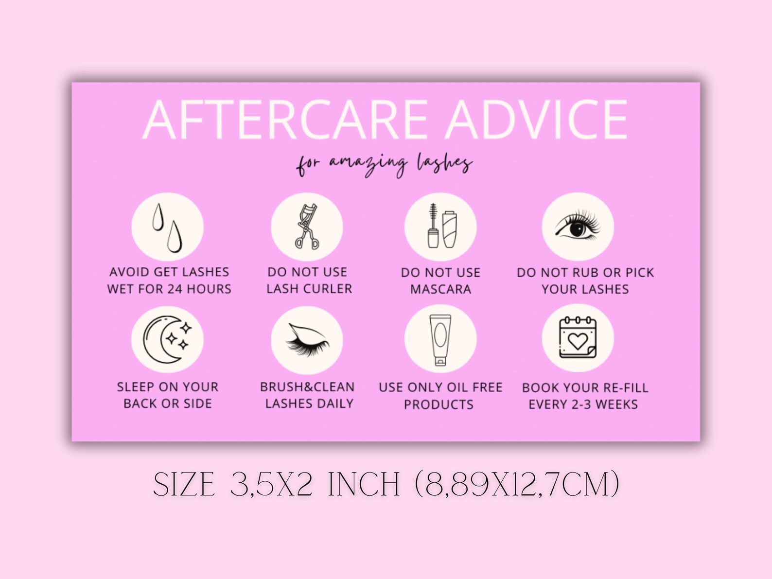 Lash Aftercare Card Template, Editable Eyelash Extension Instructions ...
