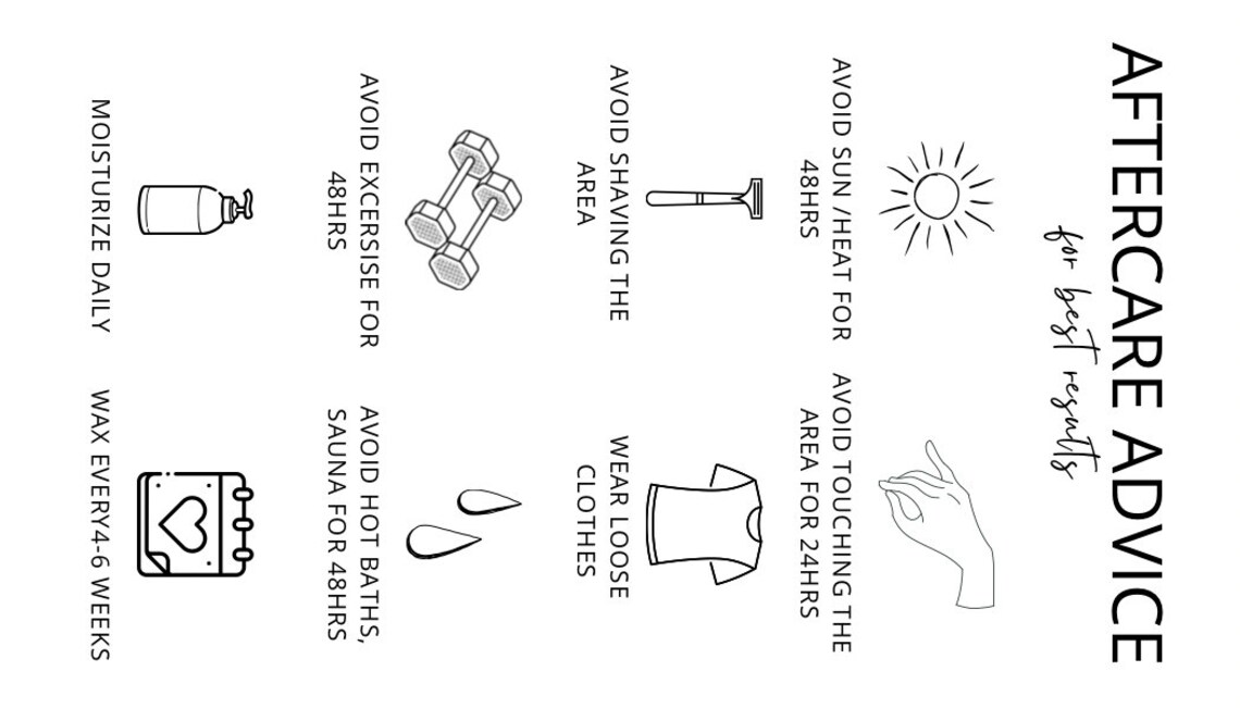 Waxing Aftercare Card Template Wax Aftercare Card Template Wax Care ...