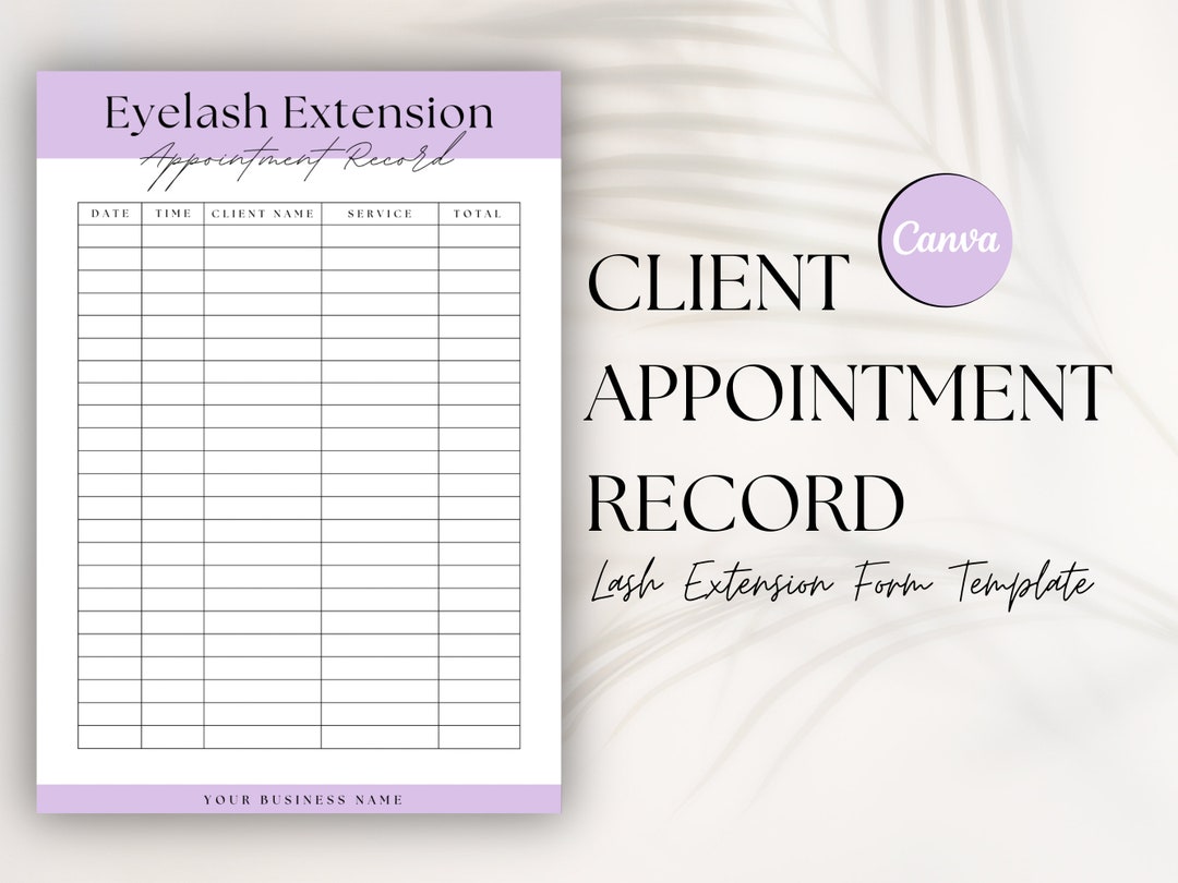 Lash Extension Client Record Form: Editable Lash Tech Template (canva ...