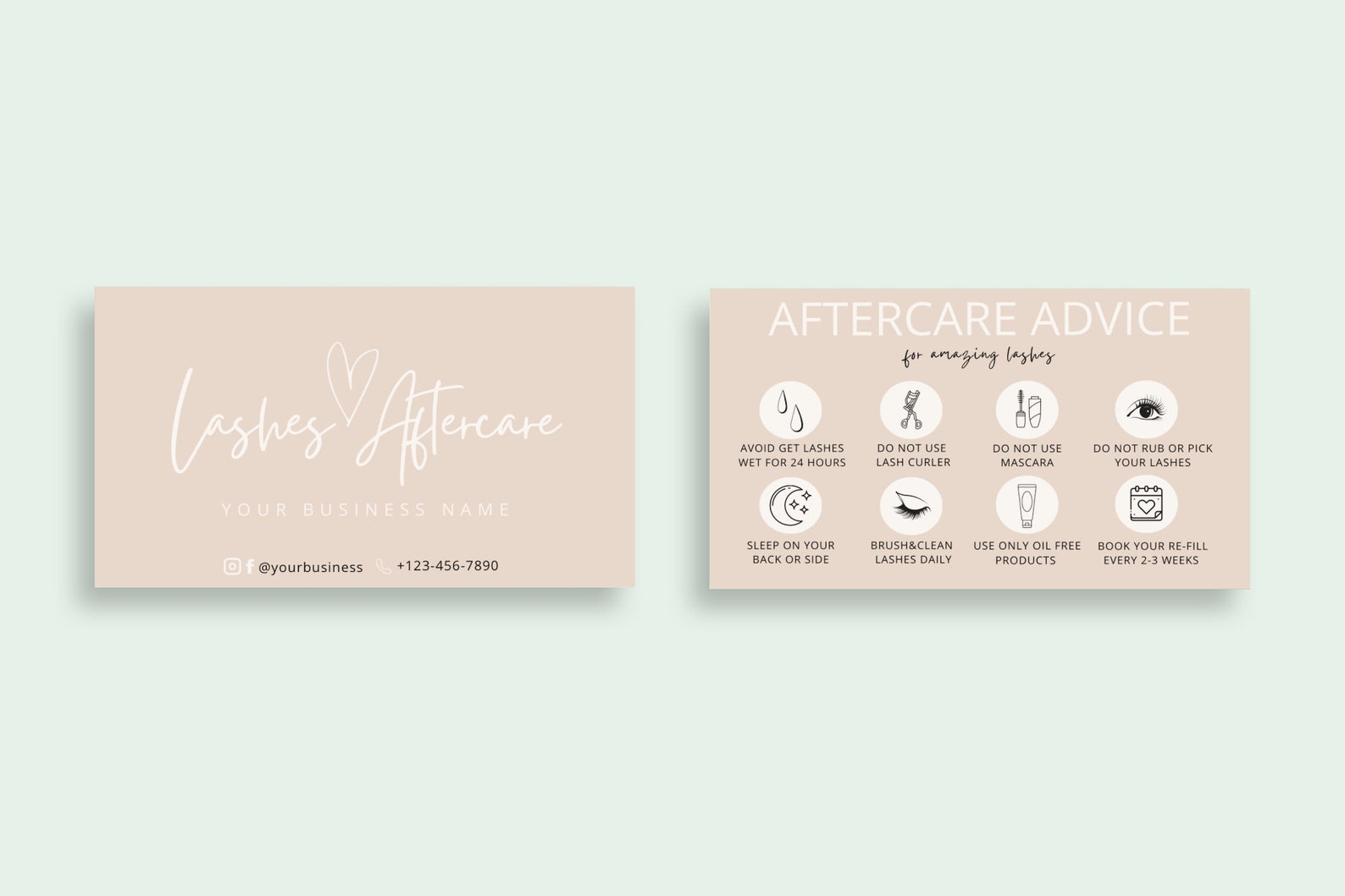 Lash Aftercare Card Template: Editable Eyelash Extension Care (canva ...