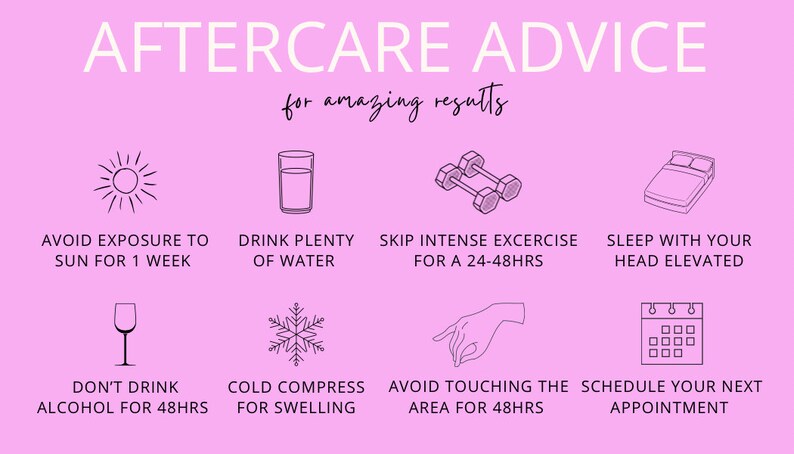 Lip Filler Aftercare Card Template: Esthetician Client Instructions ...