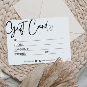 Gift Card Template Gift Certificate Template DIY Gift Voucher Editable ...