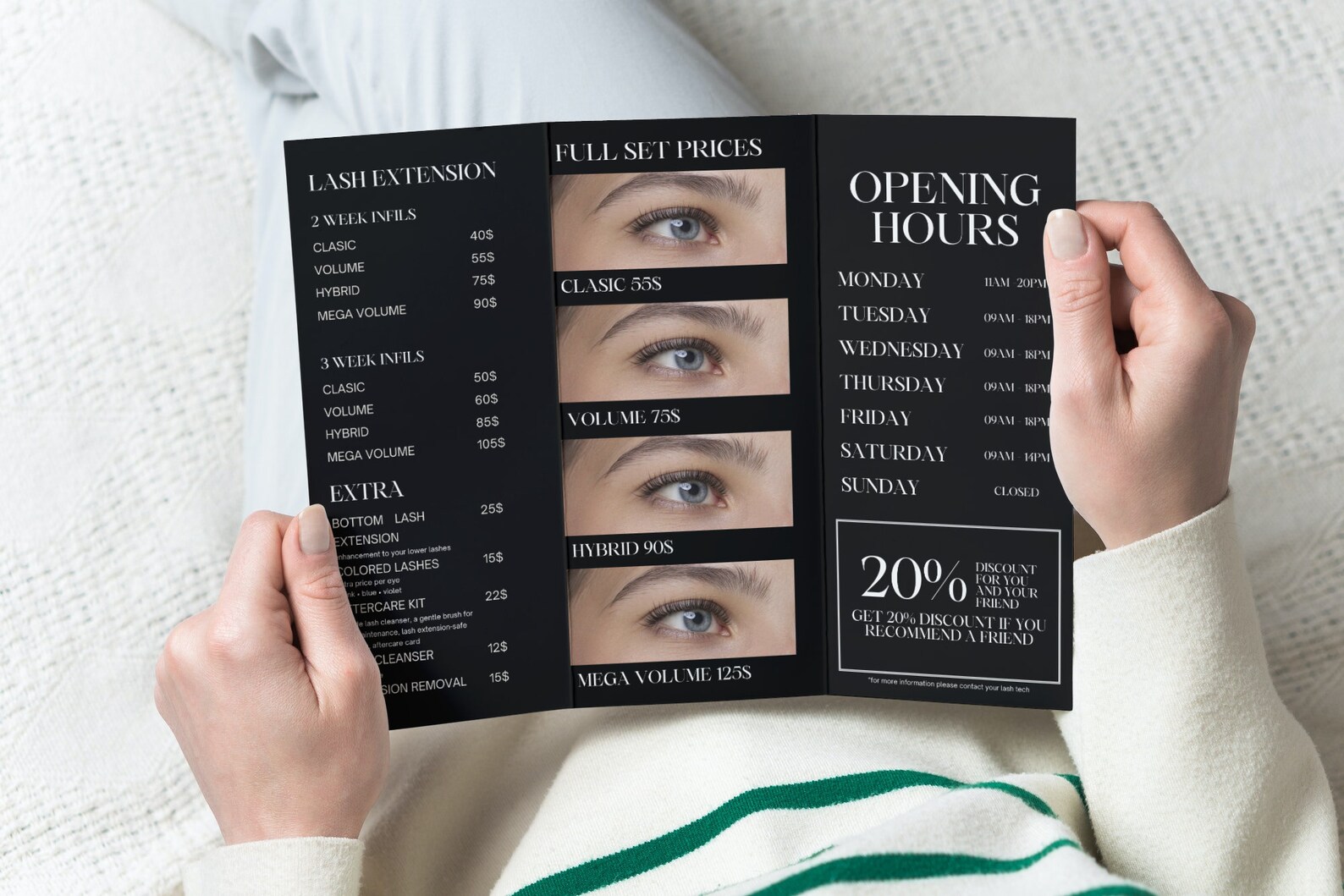 Lashes Brochure Template Lashes Price List Trifold Brochure Beauty ...