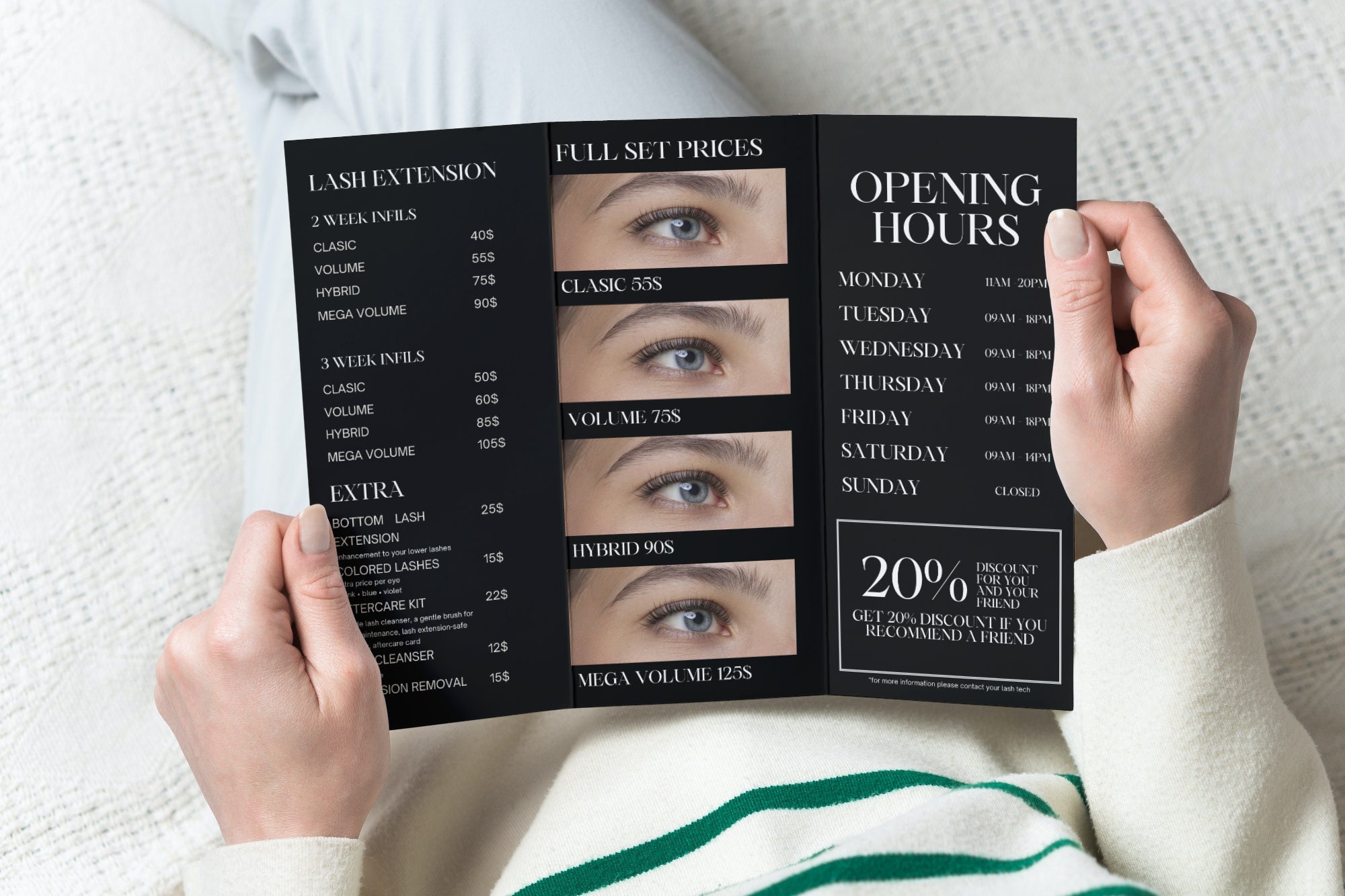 Lashes Brochure Template Lashes Price List Trifold Brochure Beauty ...