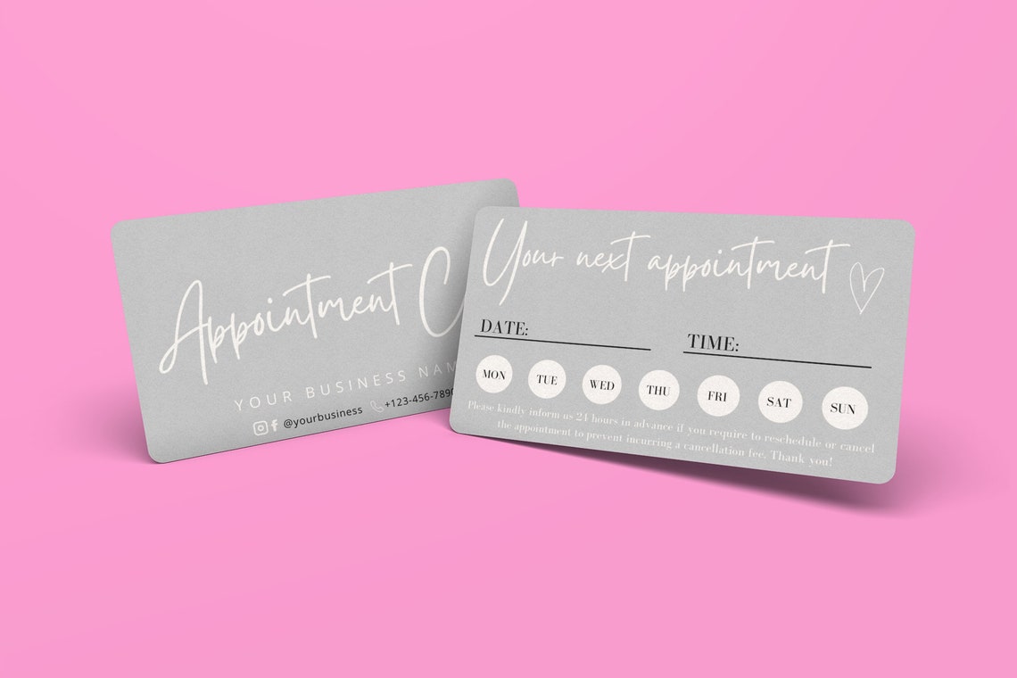 Appointment Card Template Reminder Card Template Next Appointment Card ...