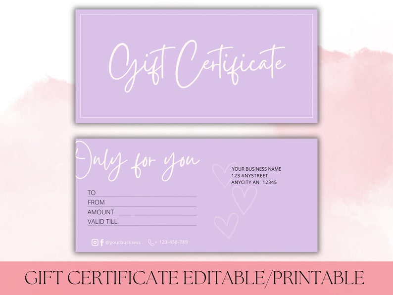 Editable Gift Certificate Template Gift Certificate Template Printable ...