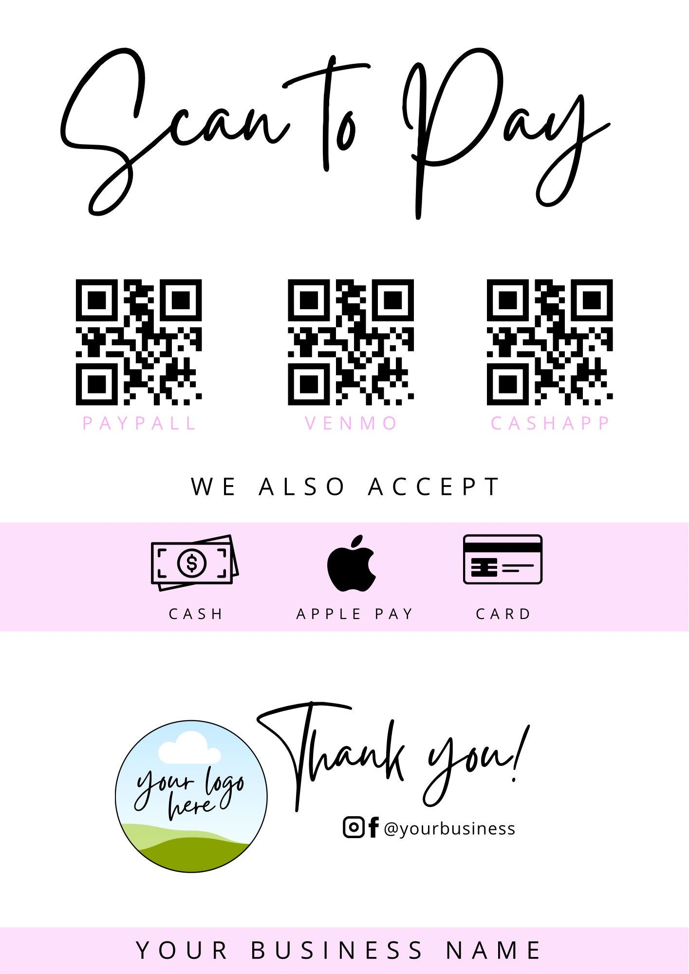 Scan to Pay Template Scan to Pay Sign Scan to Pay Card Scan to Pay Cash ...