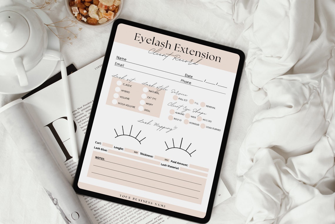 Lash Extension Client Record Form Template Eyelash Extension Client ...