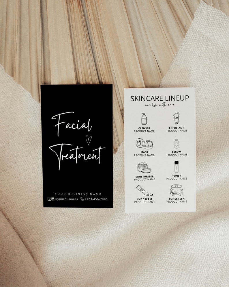 Facial Treatment Card Template: Esthetician Skincare Instructions ...