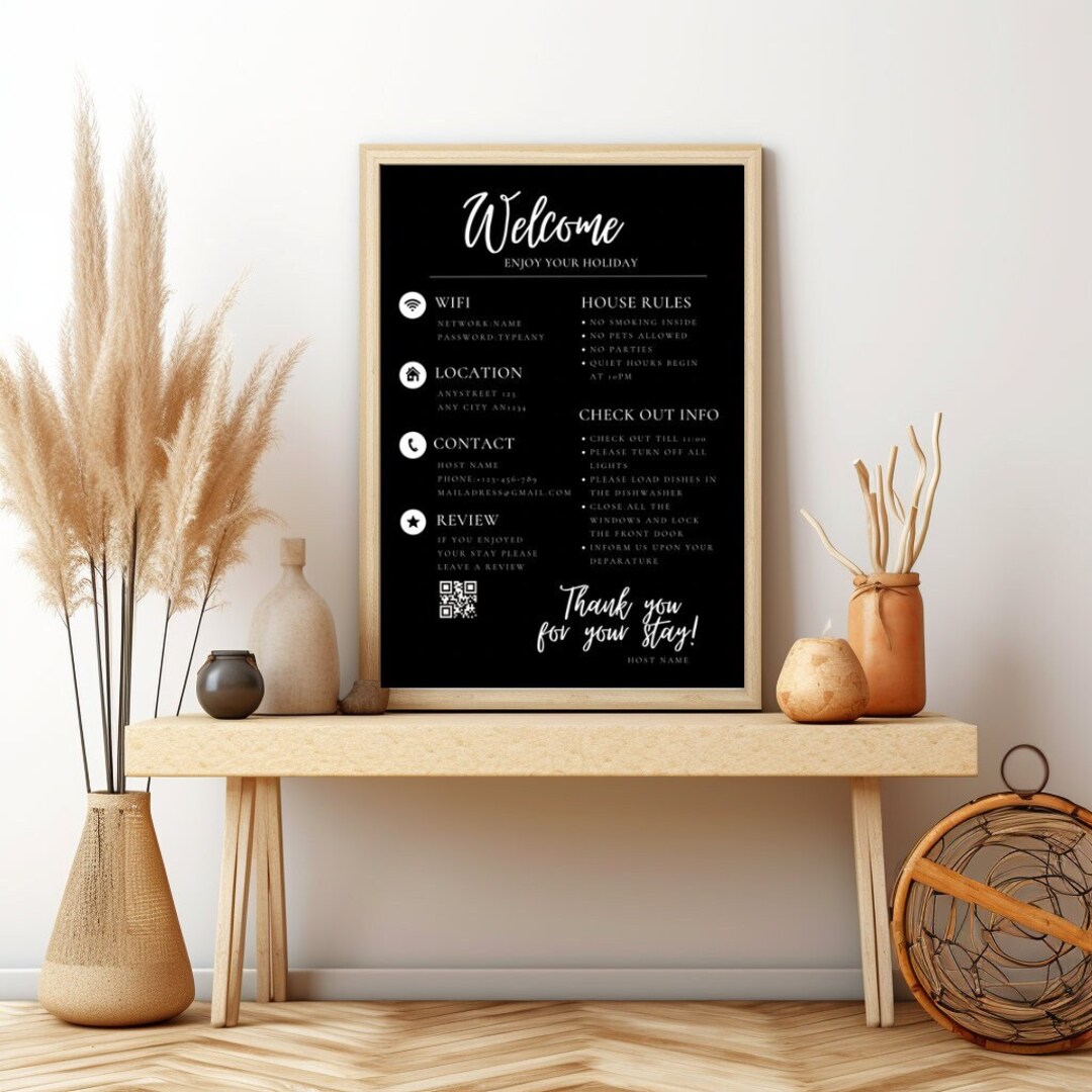 Welcome Sign Airbnb Welcome Sign Booking Vacation Welcome Template ...