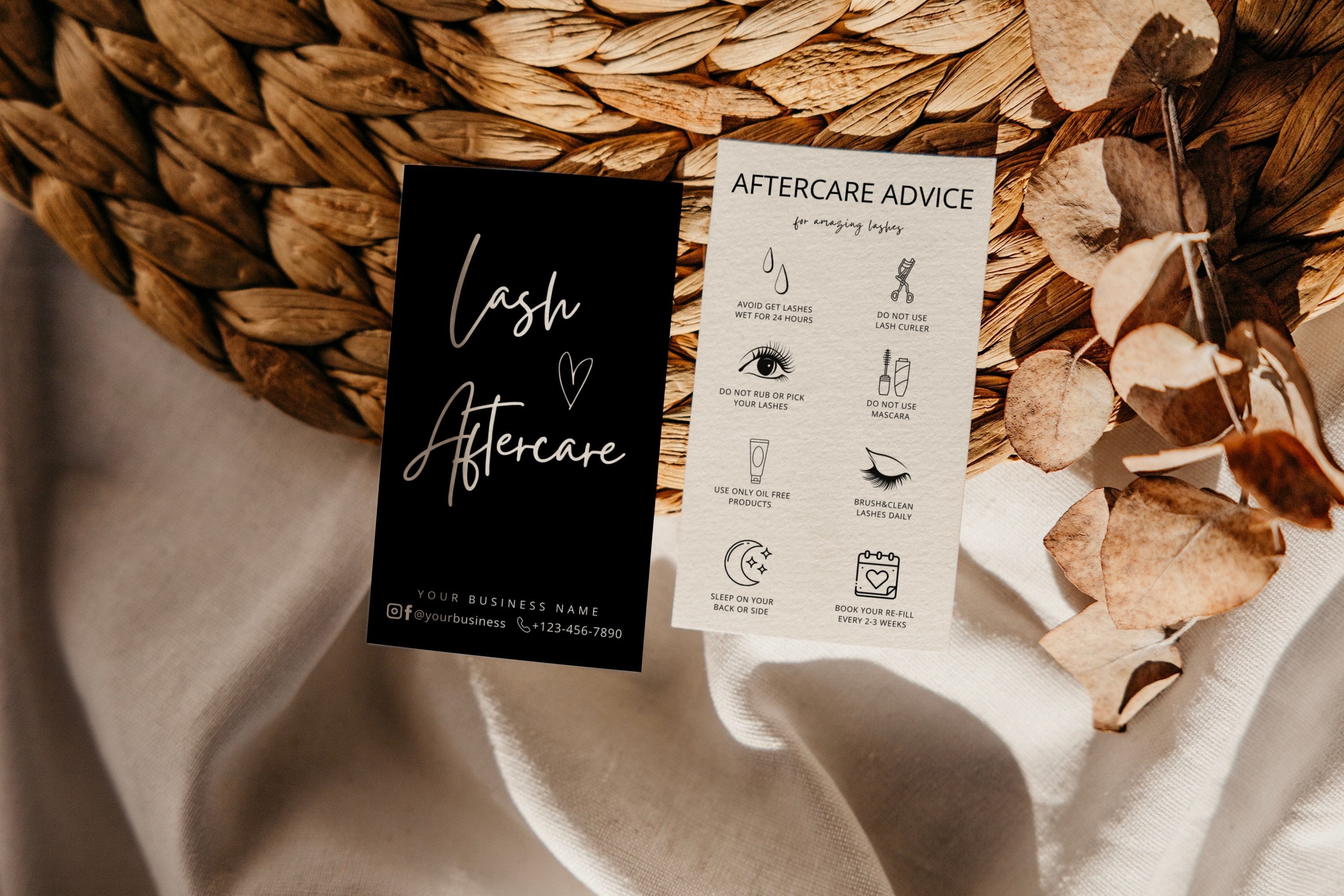 Eyelash Aftercare Card Template Lash Aftercare Card Template Editable ...