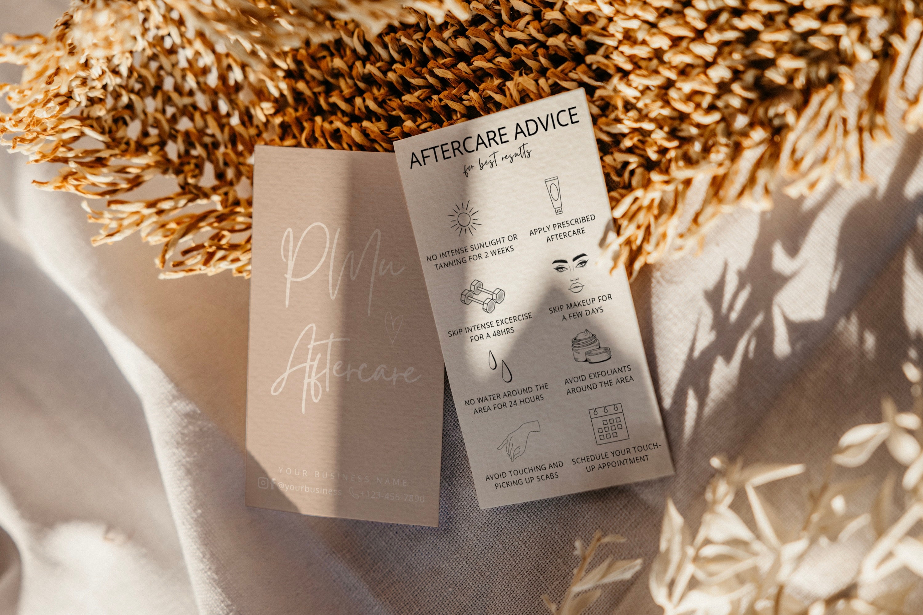 PMU Aftercare Card Template Permanent Makeup Aftercare Temate ...