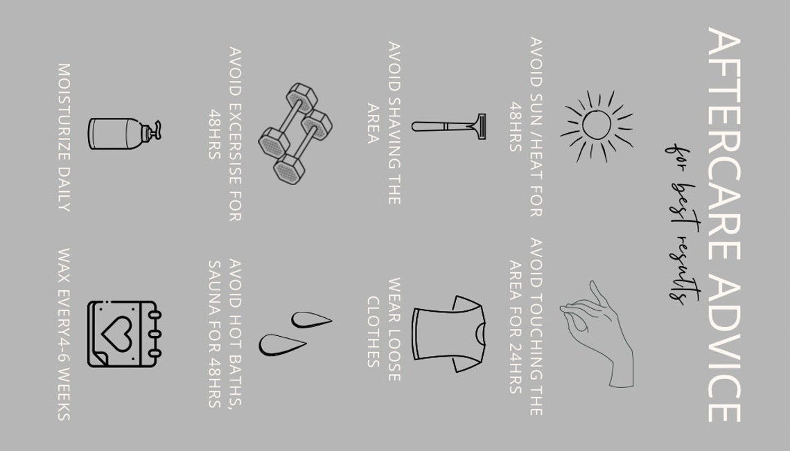 Waxing Aftercare Card Template Wax Aftercare Card Template Wax Care ...