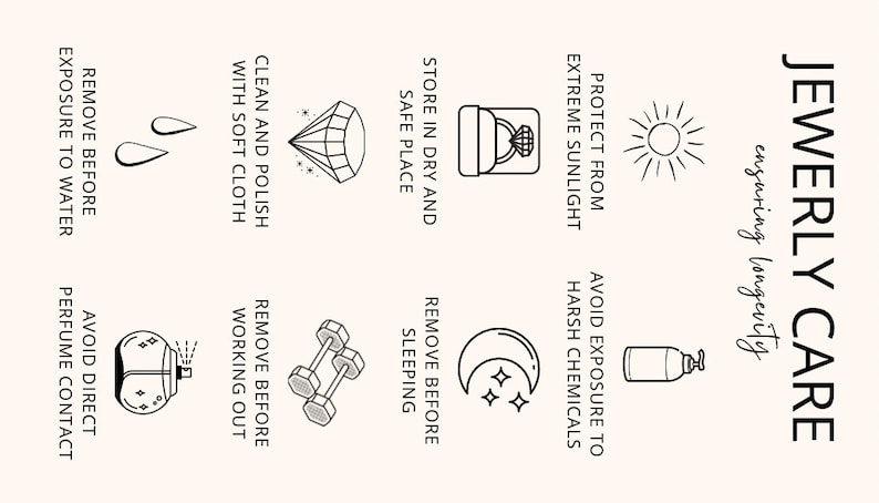 Jewelry Care Tips Jewerly Care Guide Jewerly Care Card Jewelry Care ...