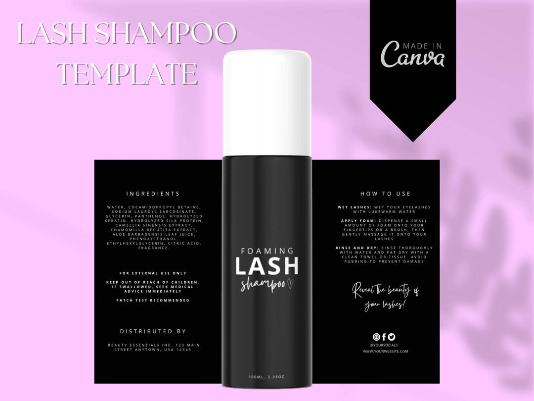 Lash Shampoo Template Lash Foam Shampoo Lashes Bottle Template Lash ...