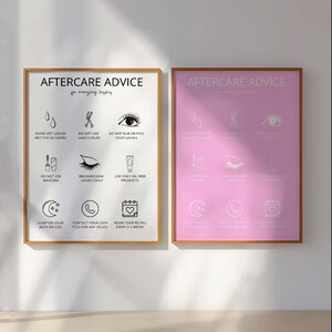 Eyelash Aftercare Poster Lash Tech Salon Decoration Lash Tech Wall Art ...