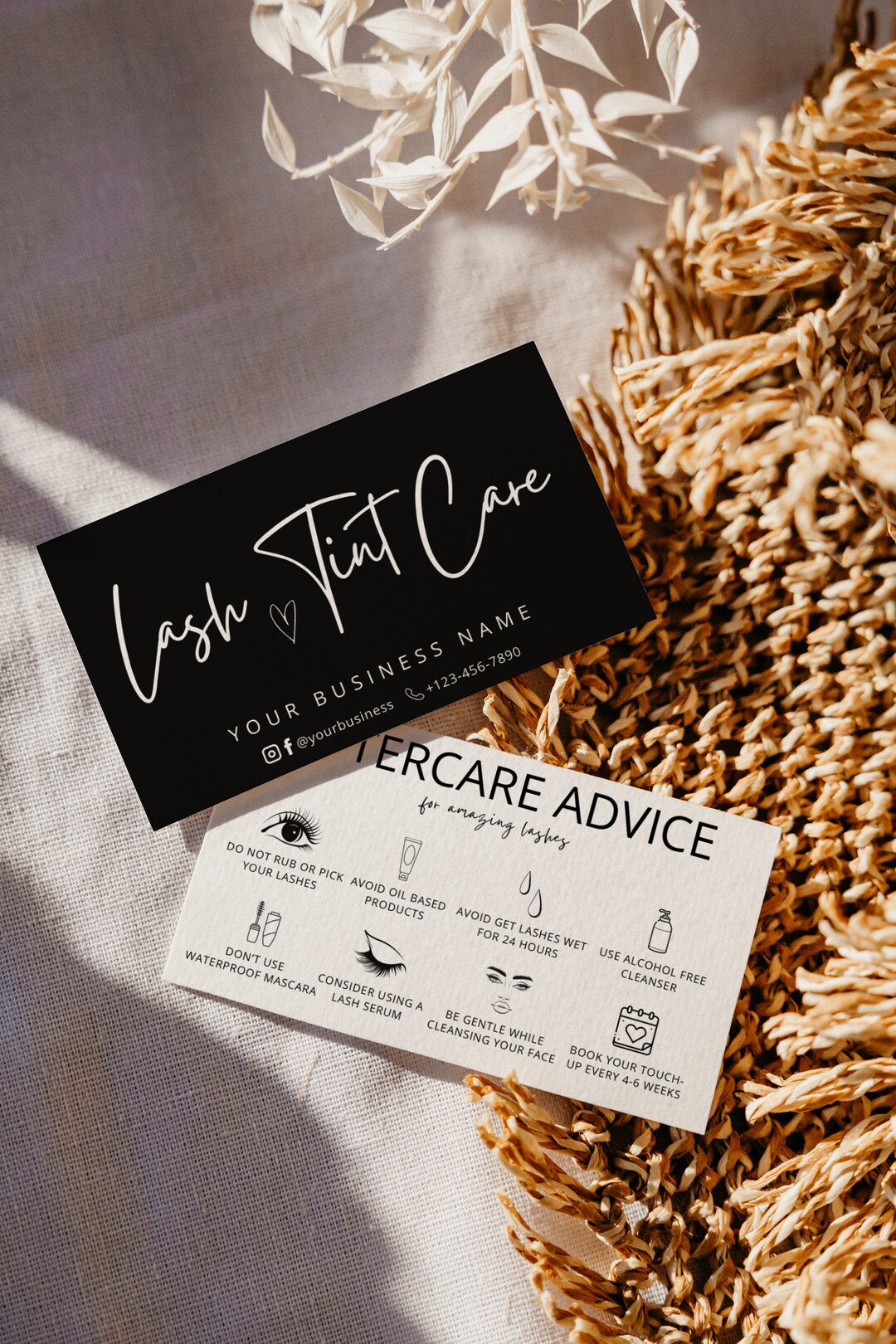 Lash Tint Aftercare Card Template: Editable Canva Design - Etsy