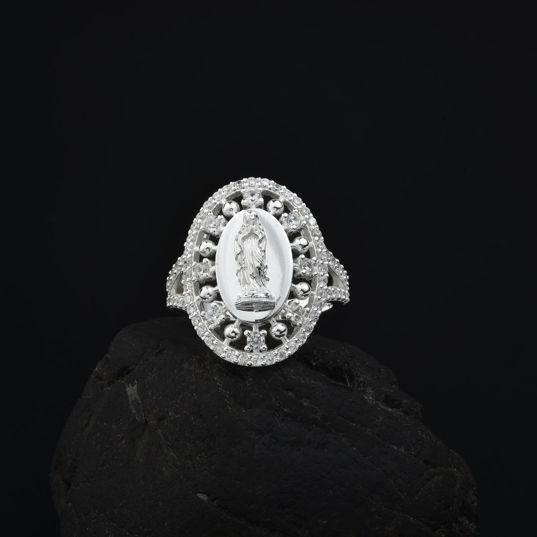 Silver Virgin Mother Mary Ring - Real 925 Sterling Silver Virgin Mary ...