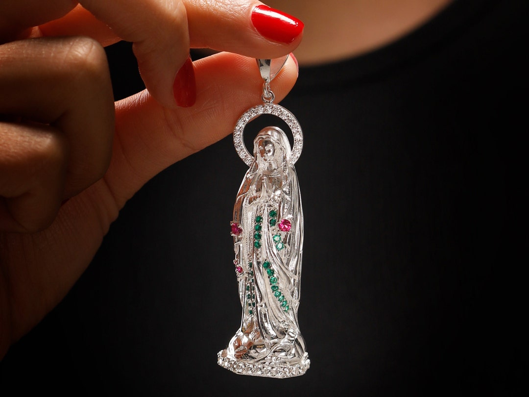 Silver Virgin Mother Mary Necklace - Real 925 Sterling Silver Virgin ...