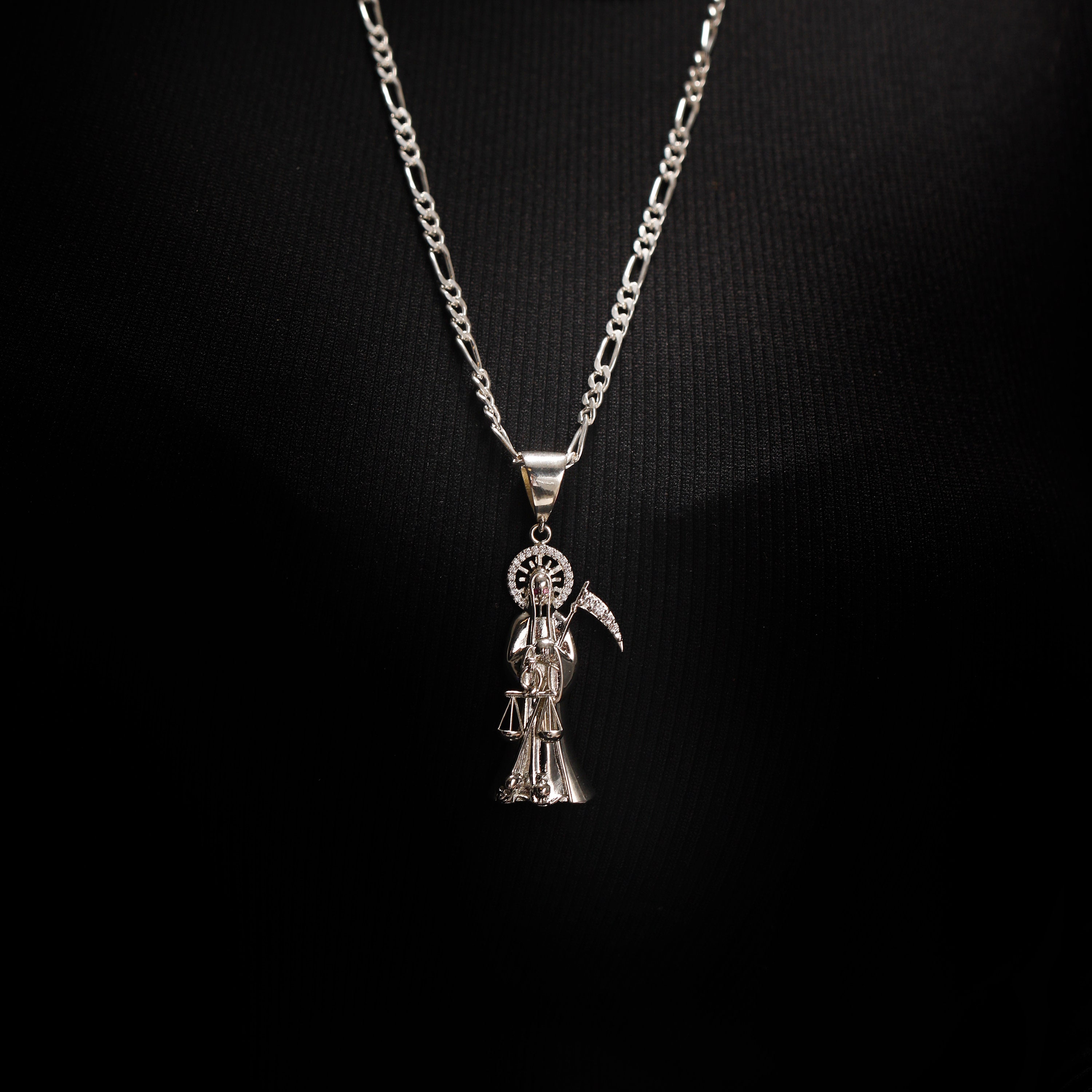 Santa Muerte Pendant Iced Out Sterling Silver Santa Muerte Pendant ...