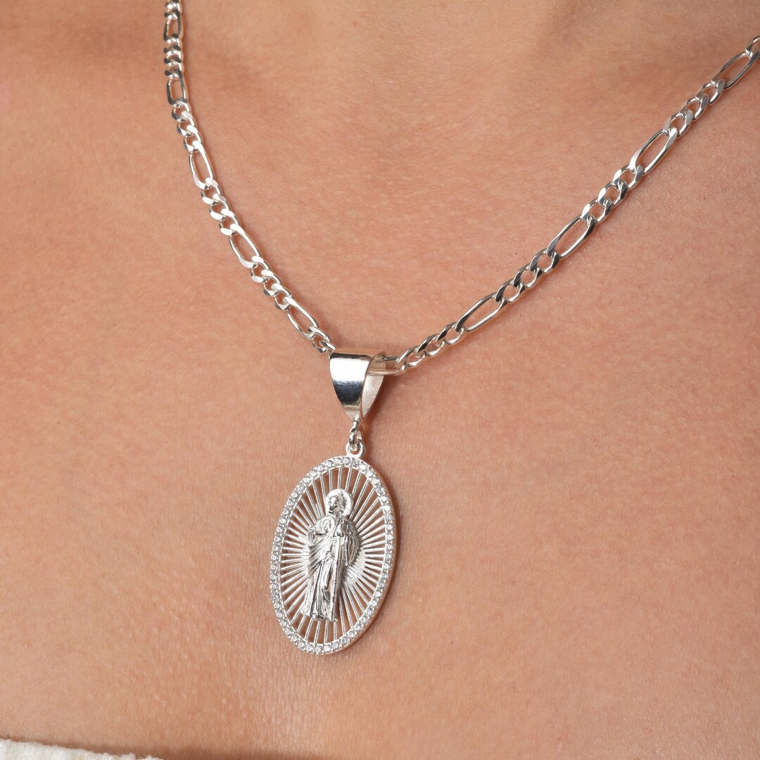 Religious Silver St Jude Pendant - Saint Jude Necklace - St. Jude ...