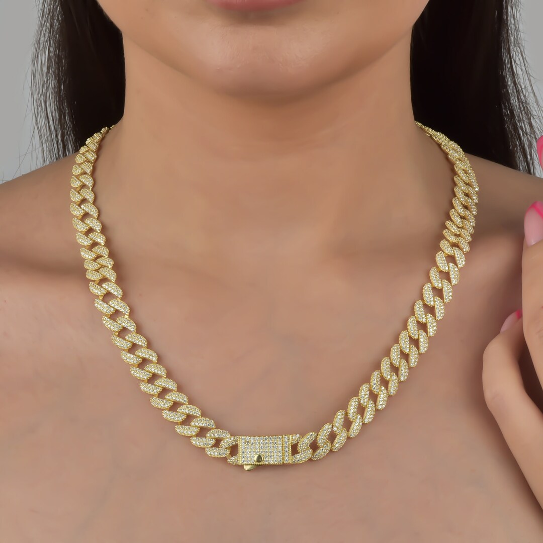 Silver Gourmet Chain Necklace - Hip Hop Iced Out Chain Pendant - Iced ...