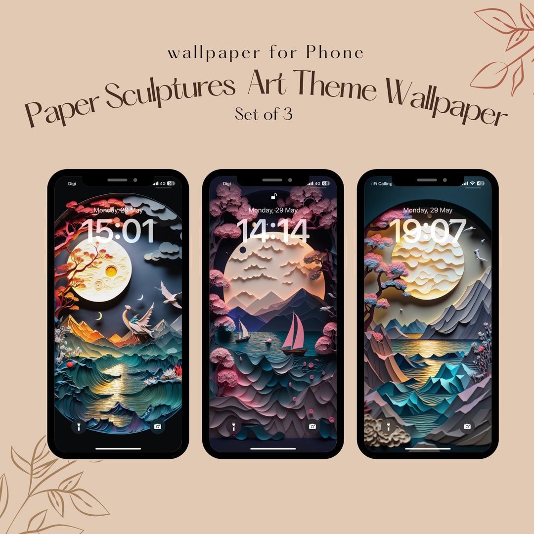 3 Phone Wallpaper Digital Download | Paper Origami | Wallpaper Phone ...