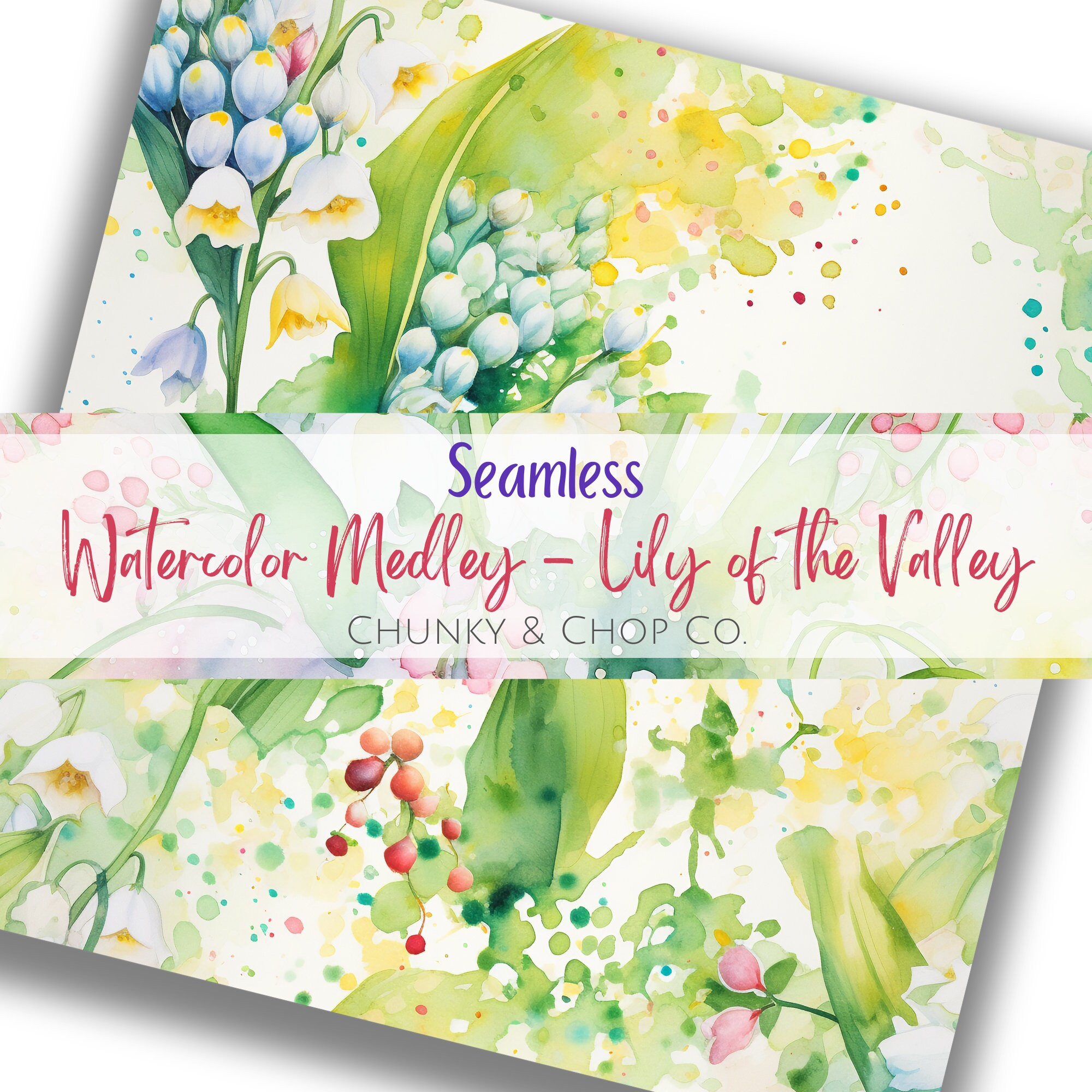 Watercolor Floral Medley Lily of the Valley Digital Paper 1: Spattered ...