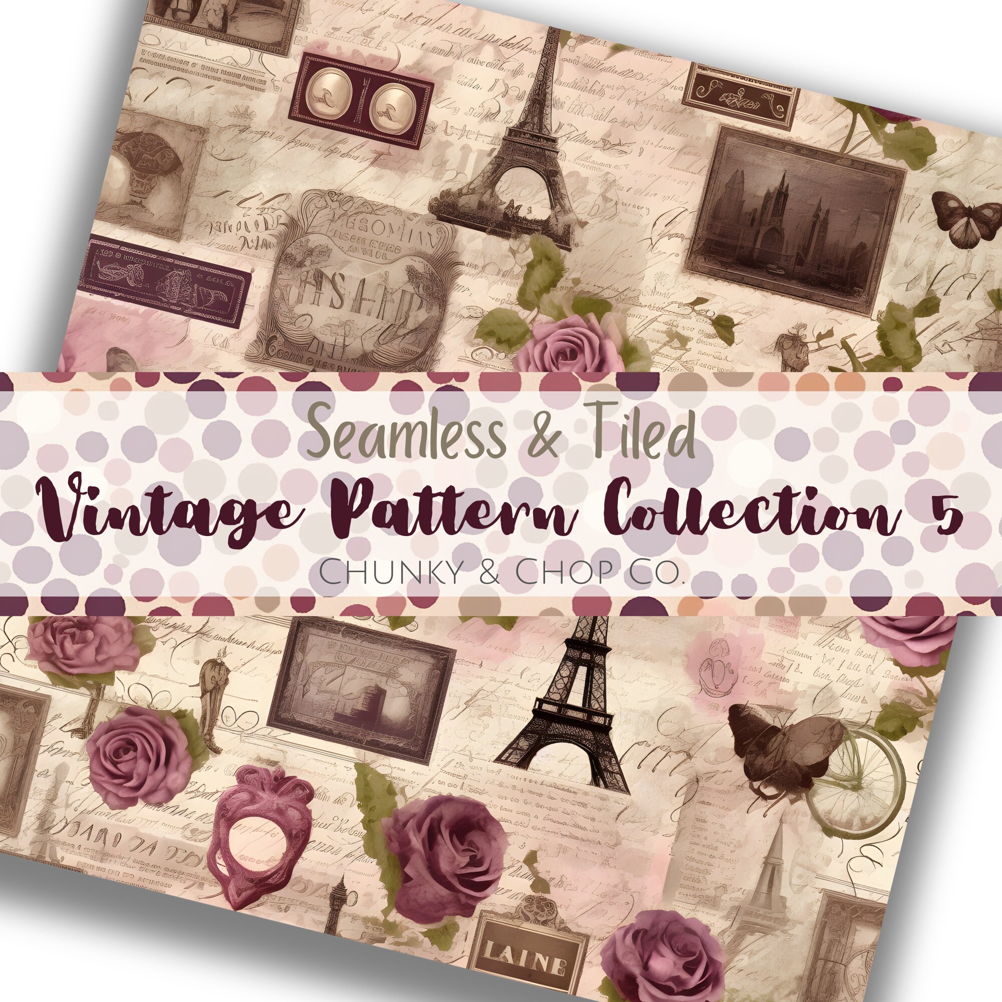 Vintage Themed Digital Papers 5, Seamless Pattern Commercial Use ...