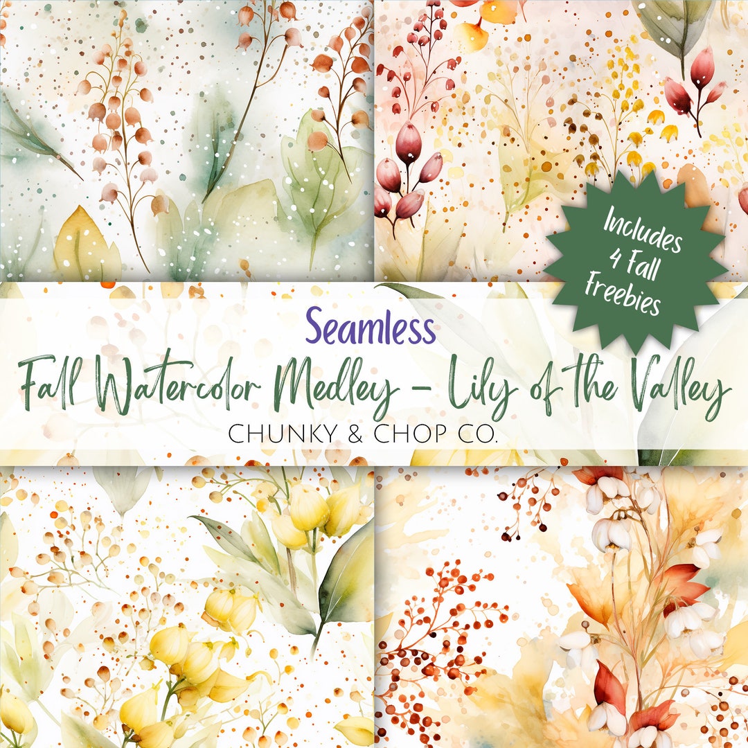 Fall Watercolor Floral Medley Lily of the Valley Digital Paper 1 ...