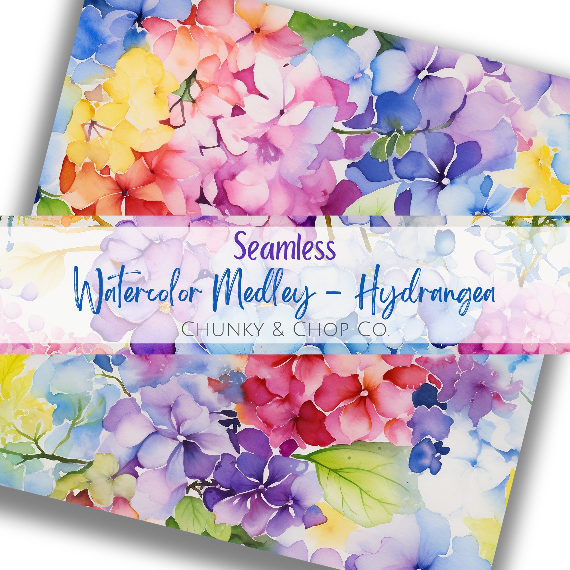 Watercolor Floral Medley Hydrangea Digital Paper 1: Spattered Pattern ...