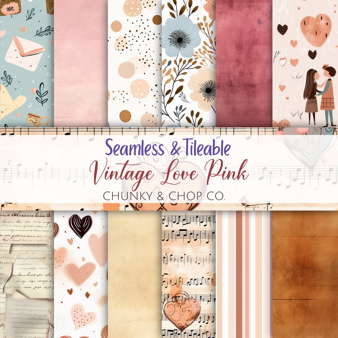 Vintage Digital Paper Love Digital Paper Pack Vintage - Etsy