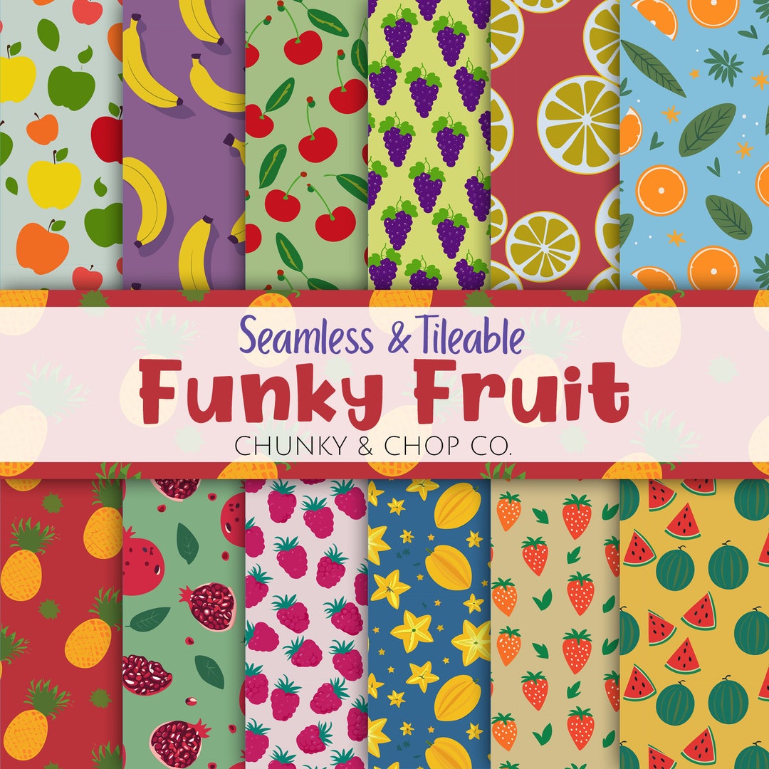 Funky Fruit Digital Paper Fruit Pintables Funky Prints Fruit Print Teachers Printables