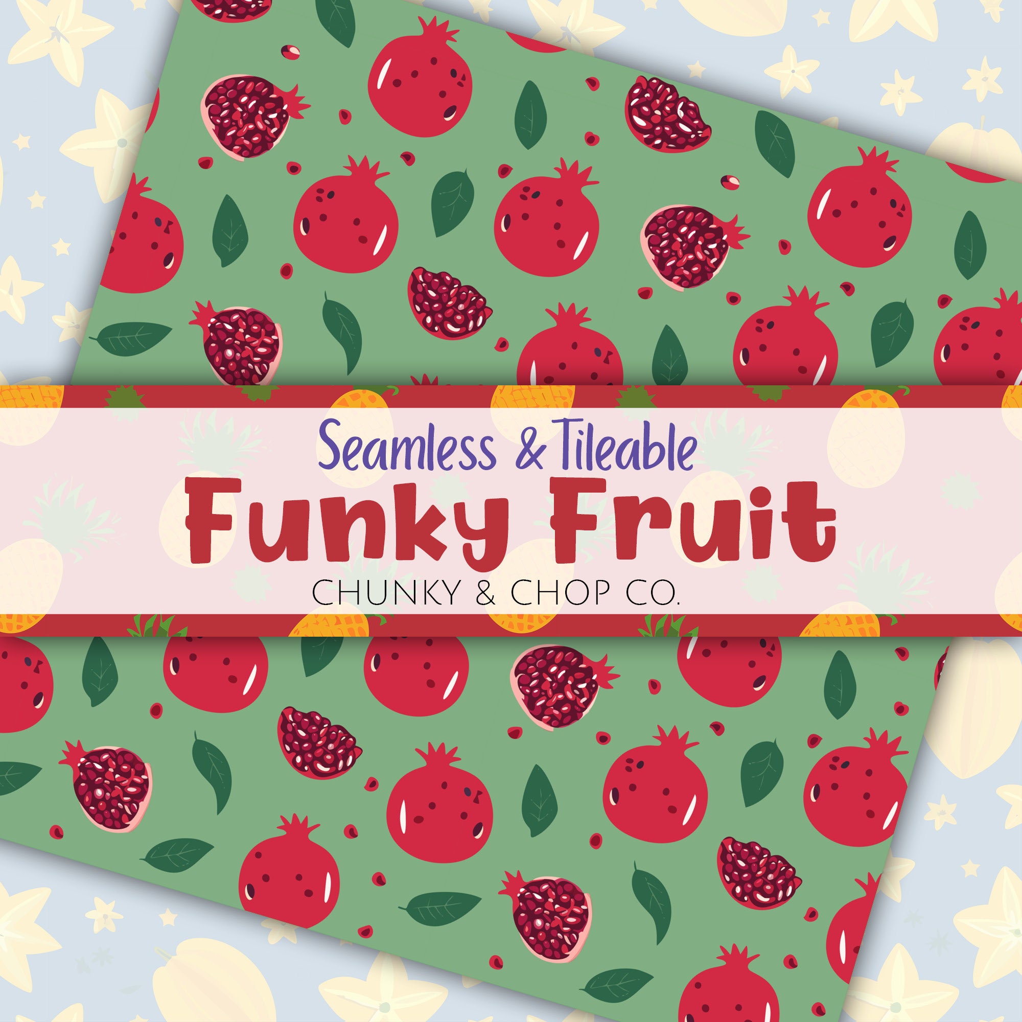 Funky Fruit Digital Paper, Fruit Pintables, Funky Prints, Fruit Print ...
