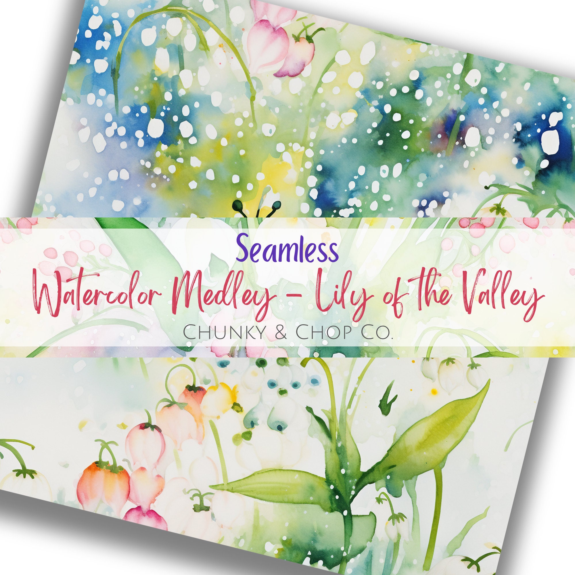 Watercolor Floral Medley Lily of the Valley Digital Paper 1: Spattered ...