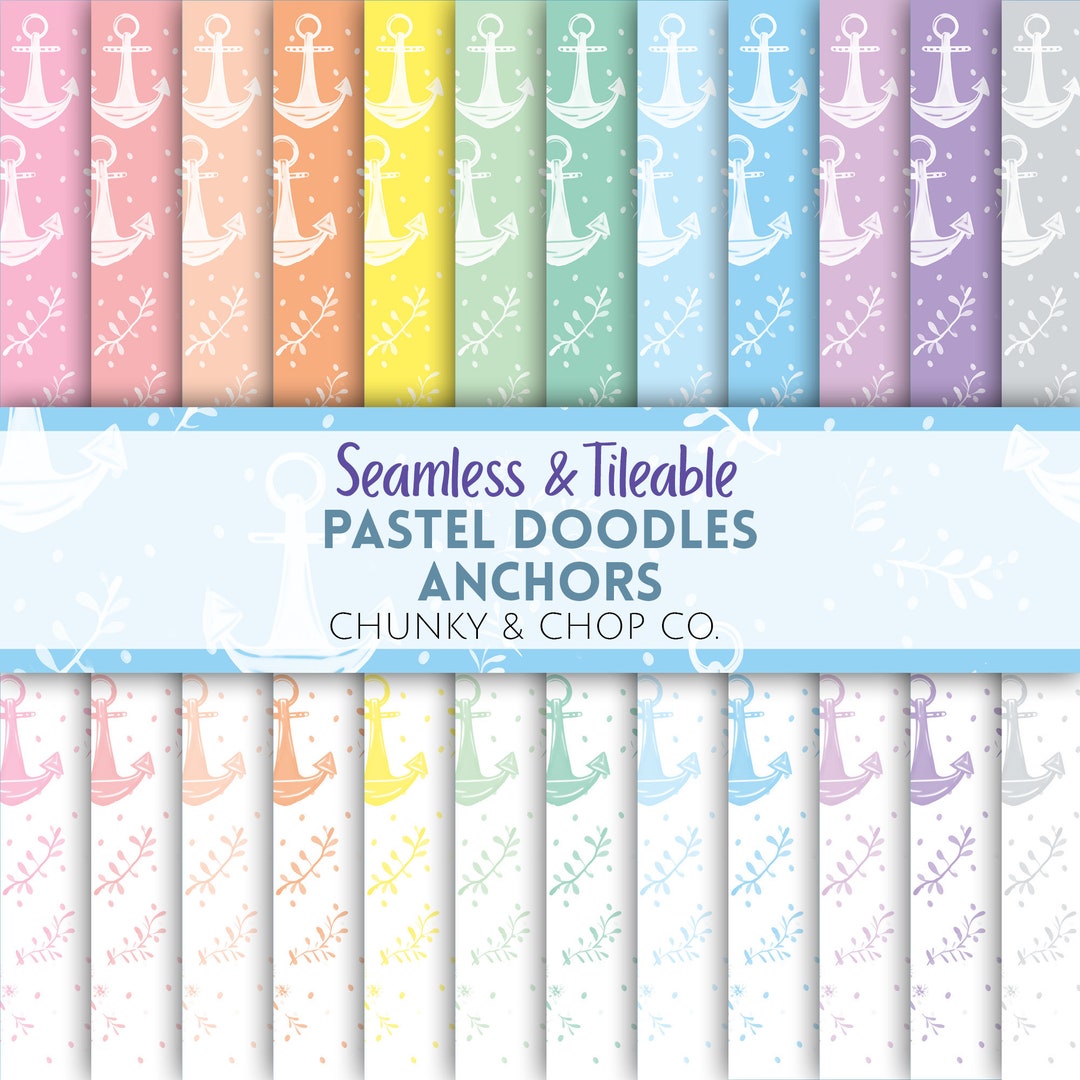 Pastel Doodles Anchors Digital Paper Fishing Seamless - Etsy
