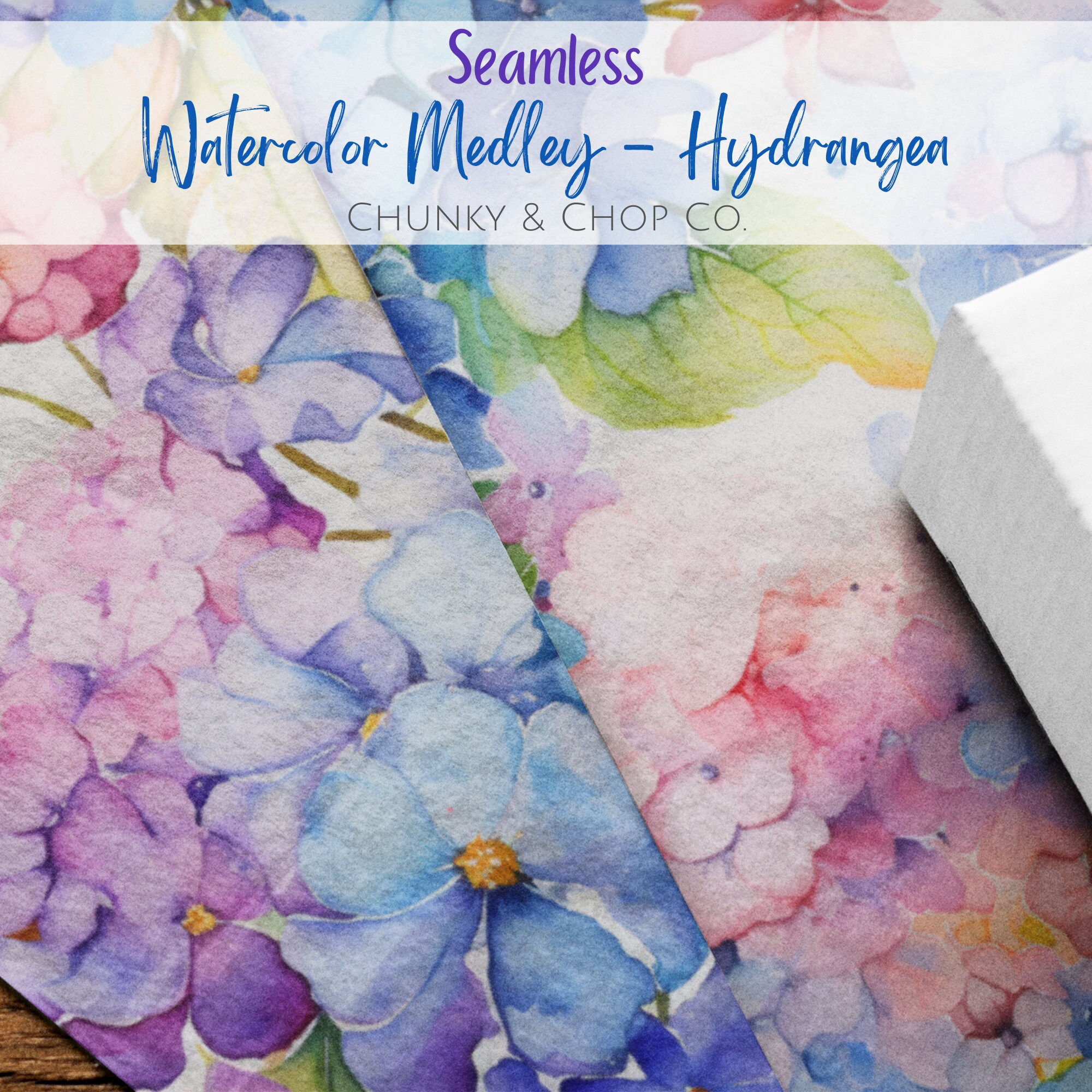 Watercolor Floral Medley Hydrangea Digital Paper 1: Spattered Pattern ...
