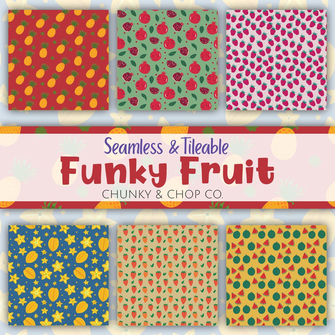 Funky Fruit Digital Paper, Fruit Pintables, Funky Prints, Fruit Print ...