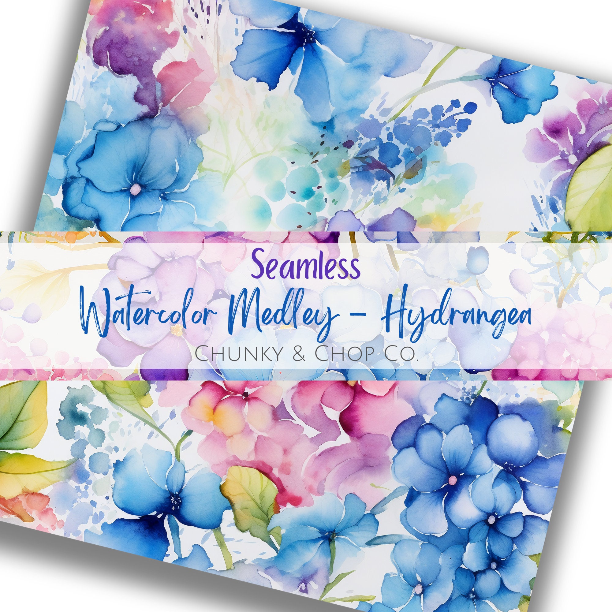 Watercolor Floral Medley Hydrangea Digital Paper 1: Spattered Pattern ...