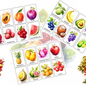 Vibrant Fruit Flash Cards Printable A4 Sheets 8 Fruits, 3 Pages ...