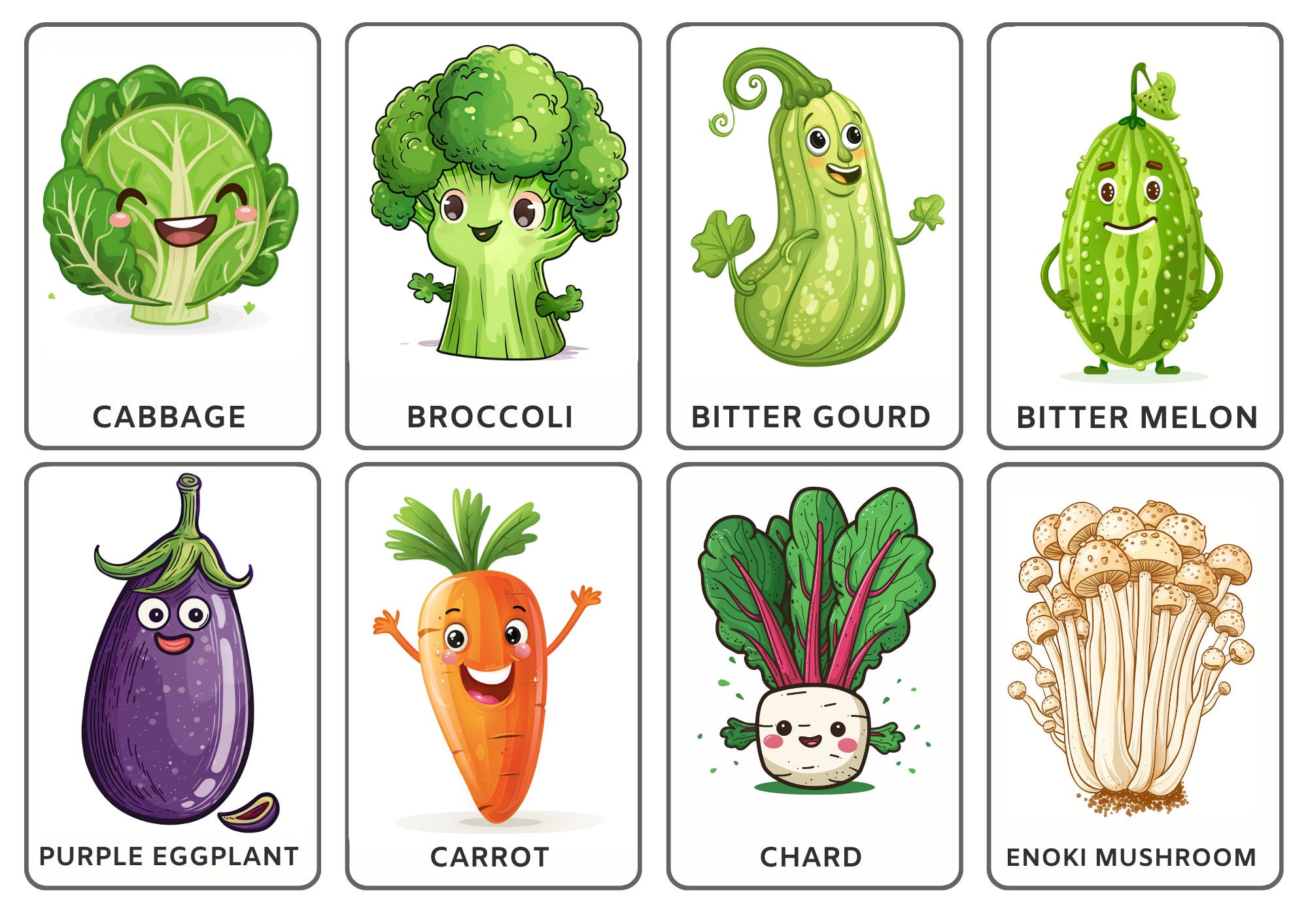 Printable Vegetable Flashcards for Kids Educational Flashcards 8 ...