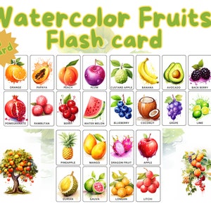 Vibrant Fruit Flash Cards Printable A4 Sheets 8 Fruits, 3 Pages ...