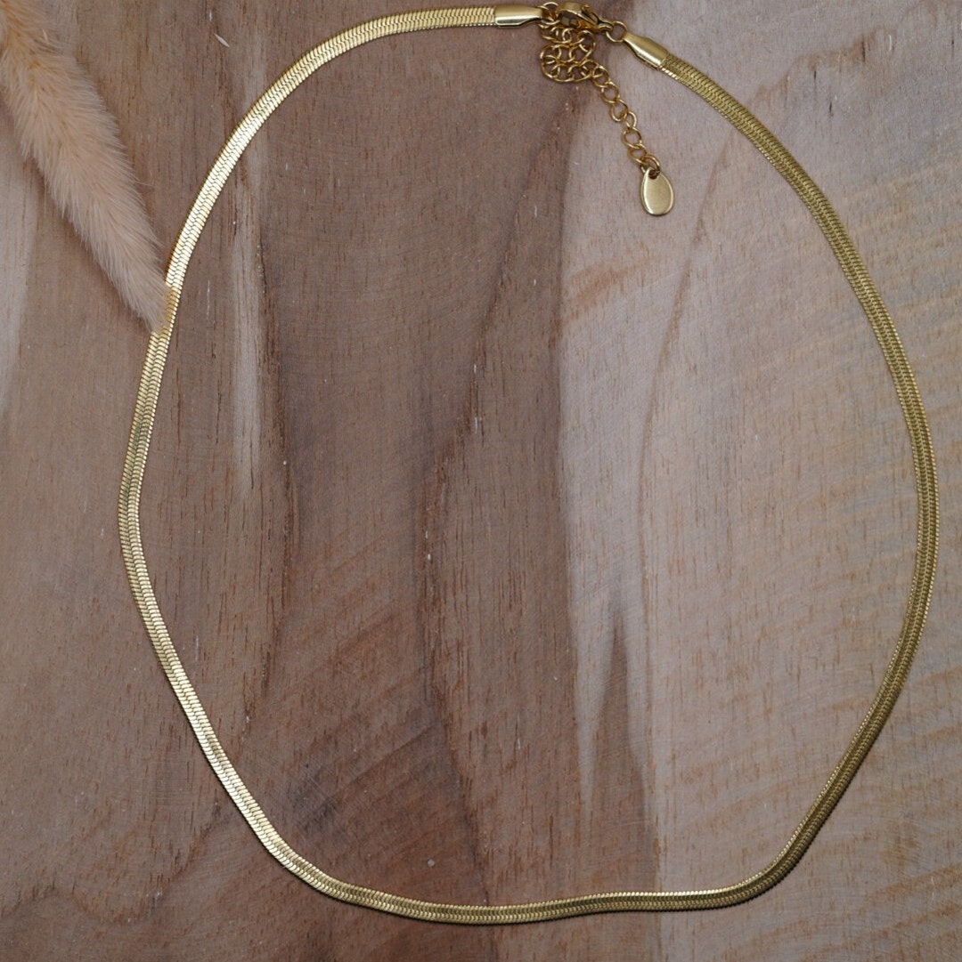 Snake Necklace Snake Chain Smooth Necklace Golden Necklace Stainless ...