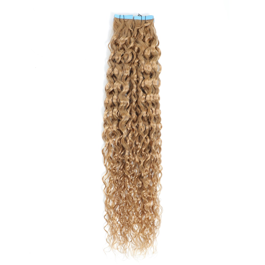 Curly Tape Human Hair Extensions 3b 16 Natural Blonde - Etsy Curly Tape Human Hair Extensions 3b 16 Natural Blonde - Etsy