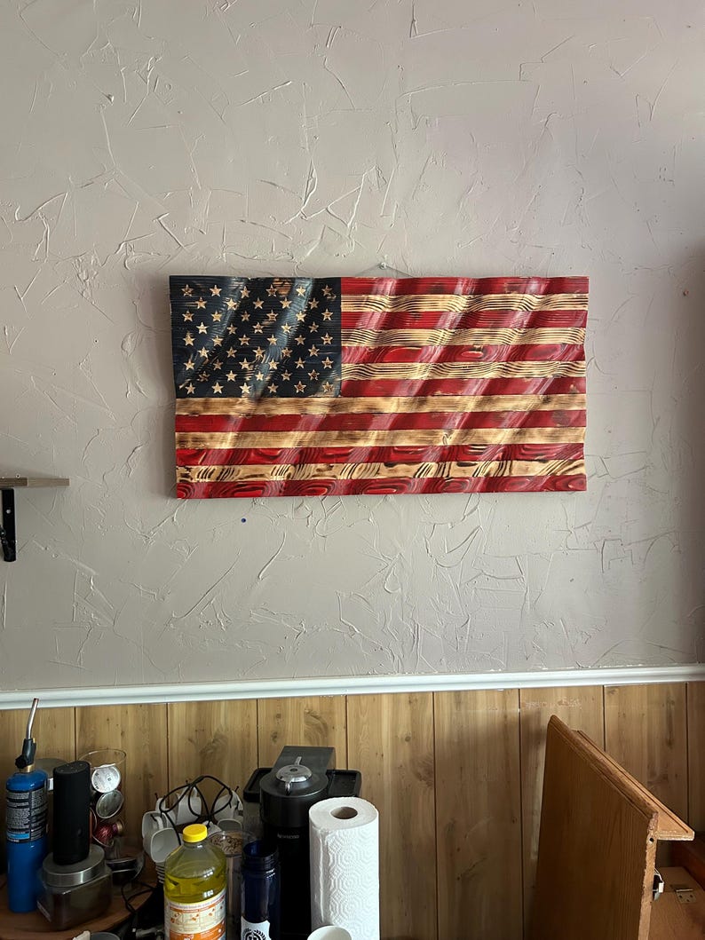 Wavy Wood American Flag Distressed - Etsy