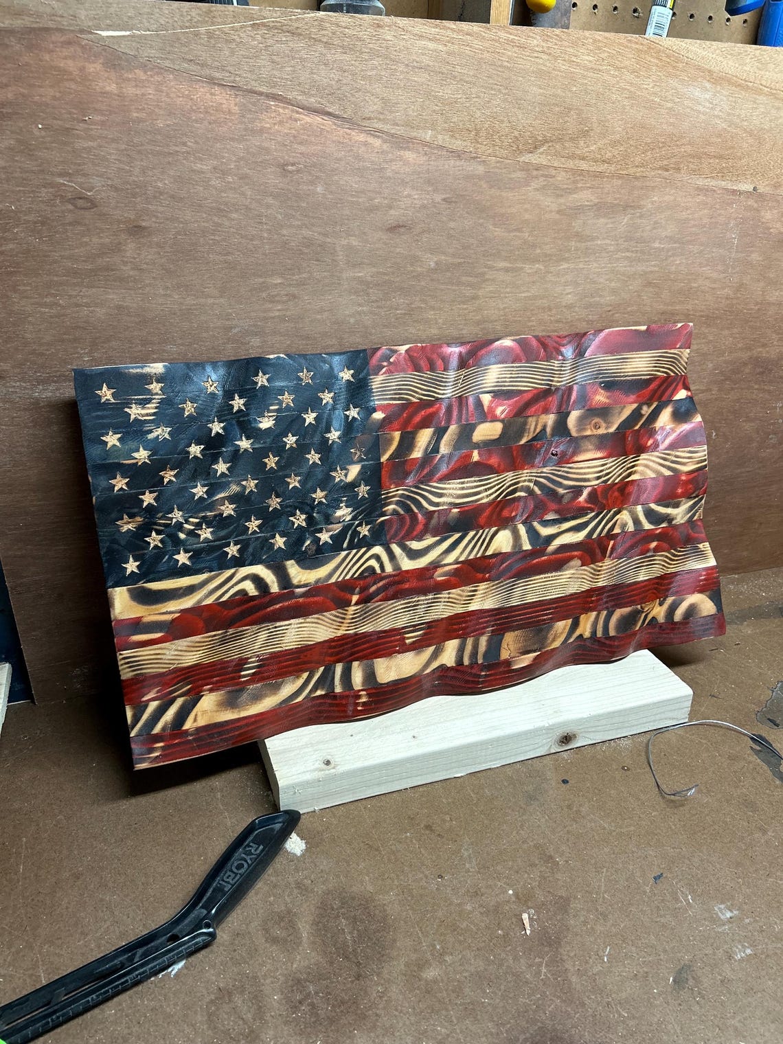 Wavy Wood American Flag Distressed - Etsy